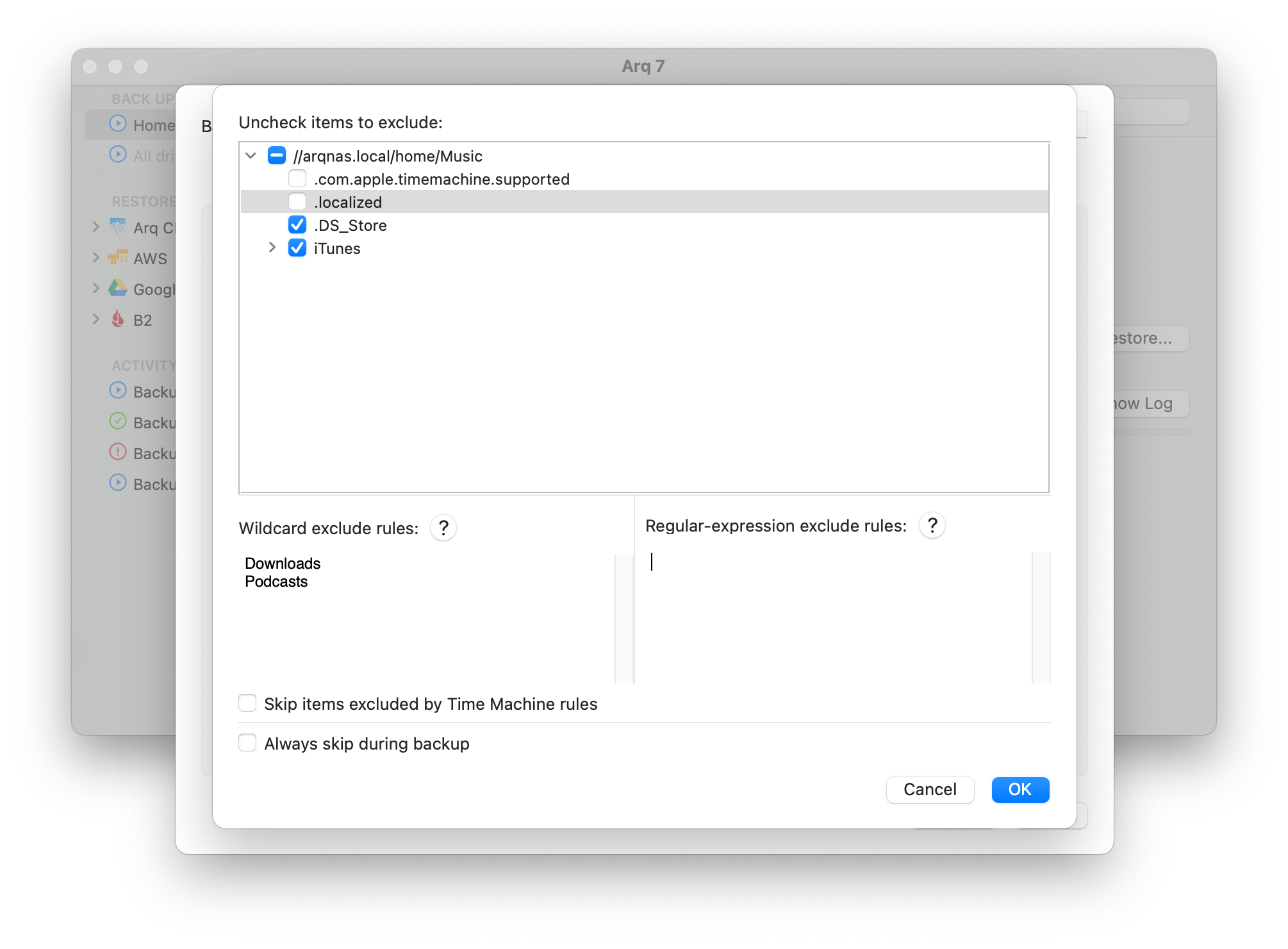 Arq backup destinations - statemine